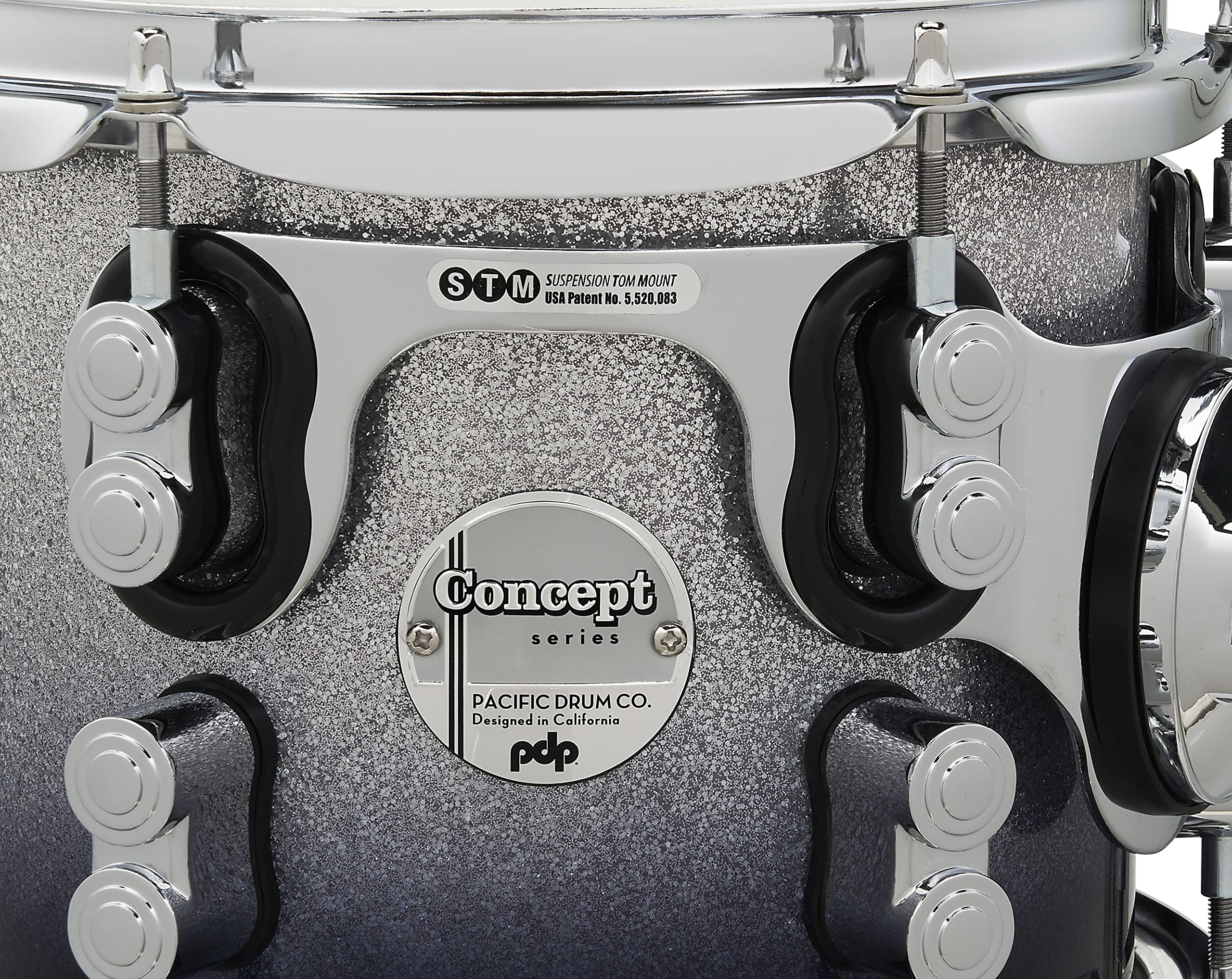 PDP By DW 7-Piece Concept Maple Shell Pack with Chrome Hardware Silver to Black Fade