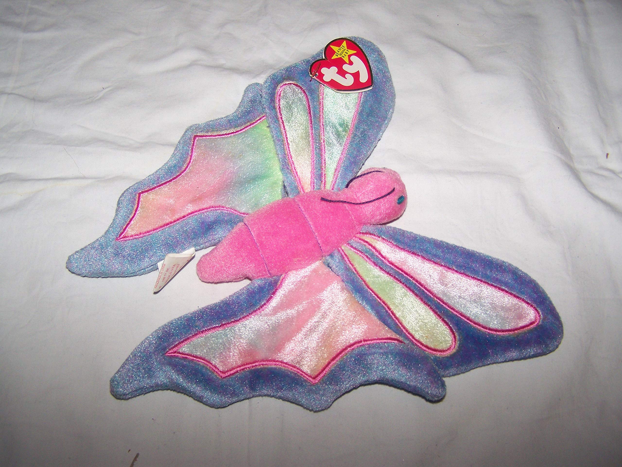 TY Beanie Babies Flitter the Butterfly - Periwinkle and Pink