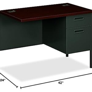 HON Metro Classic Charcoal Finish Right Return with 1 Box/1 File Drawer, 42"W, Mahogany