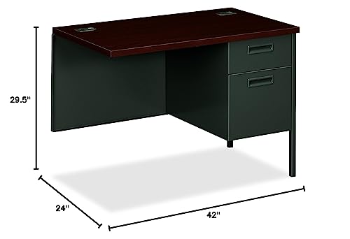 HON Metro Classic Charcoal Finish Right Return with 1 Box/1 File Drawer, 42"W, Mahogany