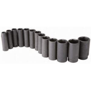 pittsburgh 13 piece 1/2" drive metric deep wall impact socket set