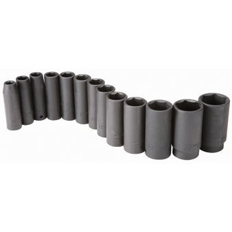 Pittsburgh 13 Piece 1/2" Drive Metric Deep Wall Impact Socket Set