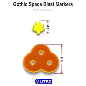 LITKO Gothic Space Blast Markers Compatible with Battlefleet Gothic, Fluorescent Orange and Yellow (5)