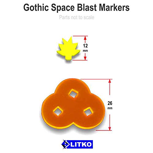 LITKO Gothic Space Blast Markers Compatible with Battlefleet Gothic, Fluorescent Orange and Yellow (5)