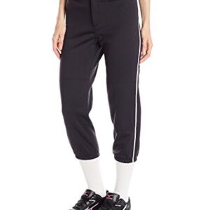 Mizuno Adult Women's Belted Piped Fastpitch Softball Pant, Black-White, Small