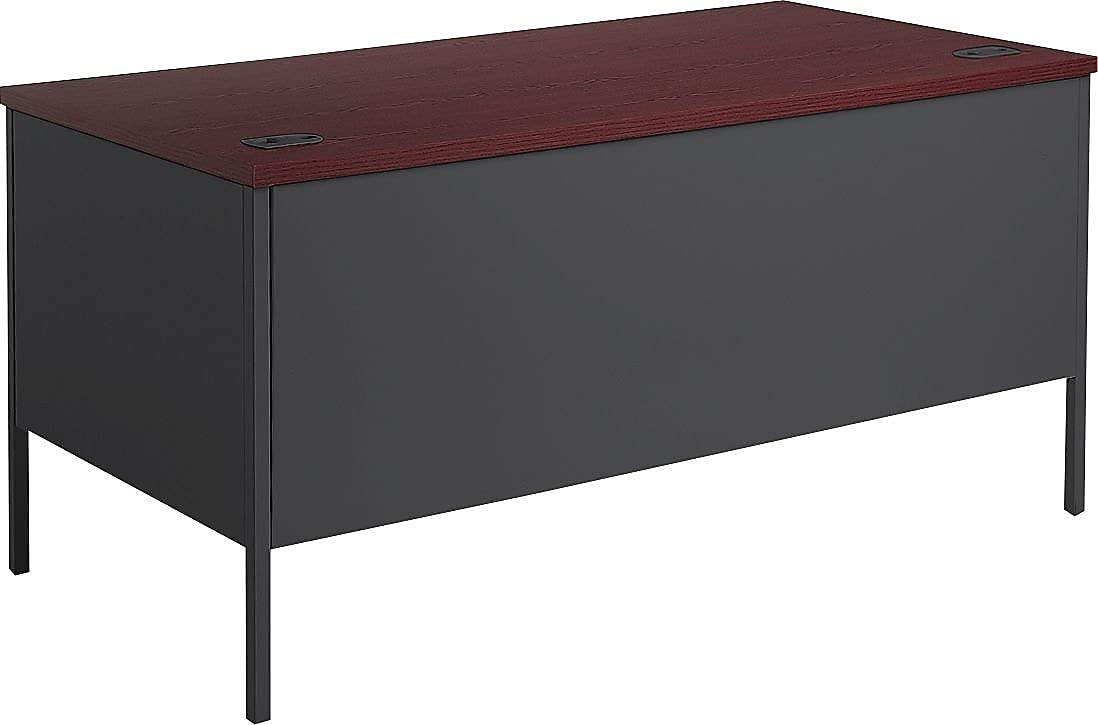 HON 60" Metro Series Classic Double Pedestal Desk, in Mahogany/Charcoal (HP3262)