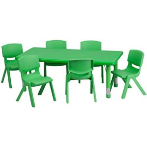 flash furniture rectangular activity table set, 24"w x 48"d x 14.50" - 23.75"h, green