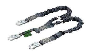 miller by honeywell 232mk/4ftbk 4-feet manyard ii shock-absorbing stretchable kevlar web lanyard with 3 locking snap hooks, black