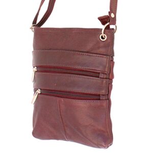 Genuine Leather Wine Small Shoulder Cross Body Travel Purse By Silver Fever