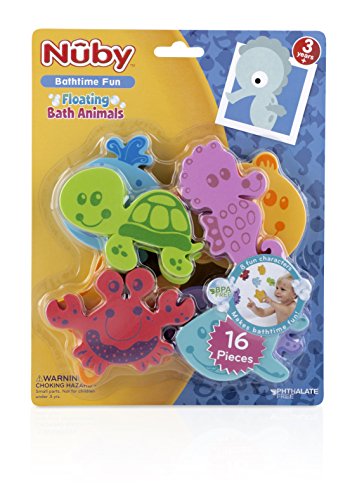 Nuby 16-Piece Floating Foam Bath Animals Set