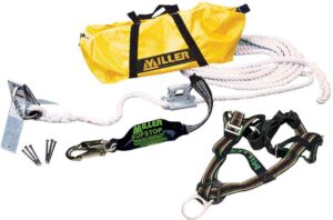 miller by honeywell ra20-25/25ftu 25-feet reusable roofing fall protection anchor kit with hardware