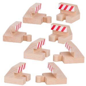 orbrium toys track end bumper buffer stop set wooden railway fits thomas brio chuggington melissa doug imaginarium (8-pieces)