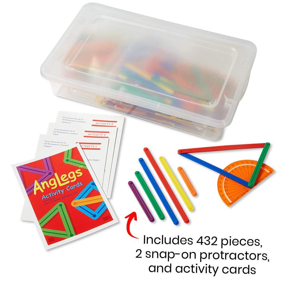 hand2mind AngLegs Classroom Kit with Protractors, Explore Angles, Shapes, and Geometry, Triangle Geometry, Math Manipulatives, Shape Geometry, Geometry Resource, Montessori Math (6 Sets of 72)