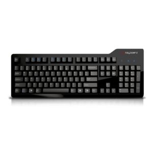 das keyboard model s professional wired mechanical keyboard, cherry mx brown mechanical switches, 2-port usb hub, laser etched keycaps (104 keys, black)