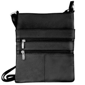 silver fever® genuine leather large travel shoulder cross body purse handbag (black)