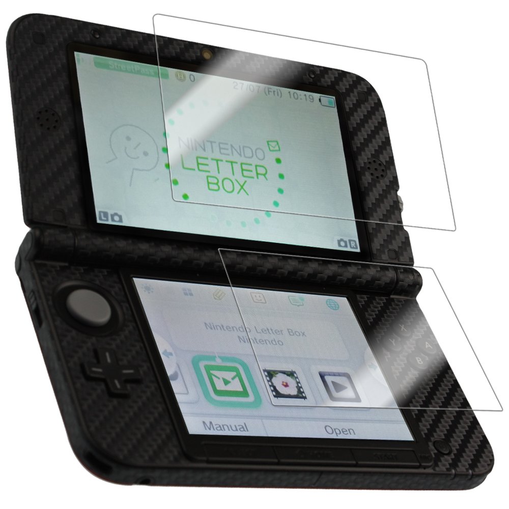 Skinomi Black Carbon Fiber Full Body Skin Compatible with Nintendo 3DS XL (2012, 1st Gen)(Full Coverage) TechSkin with Anti-Bubble Clear Film Screen Protector