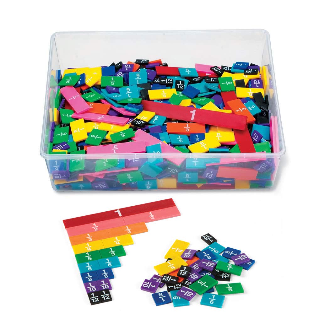 hand2mind Plastic Rainbow Fraction Tiles, Montessori Math Materials, Fraction Manipulatives, Unit Fraction, Fraction Bars Math Manipulatives, Fraction Games, Homeschool Supplies (15 Sets of 51 Pieces)