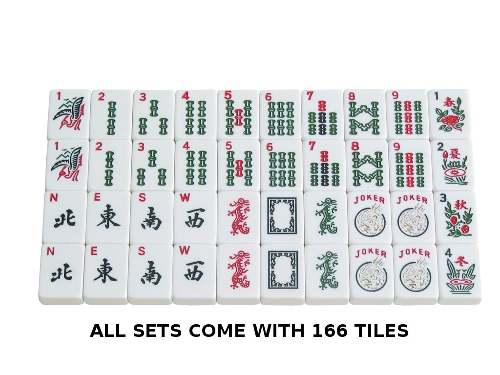 White Swan Mah Jongg - American Mahjong Game Set (166 Premium White Tiles, Pusher Arms, Aluminum Case, Blue)