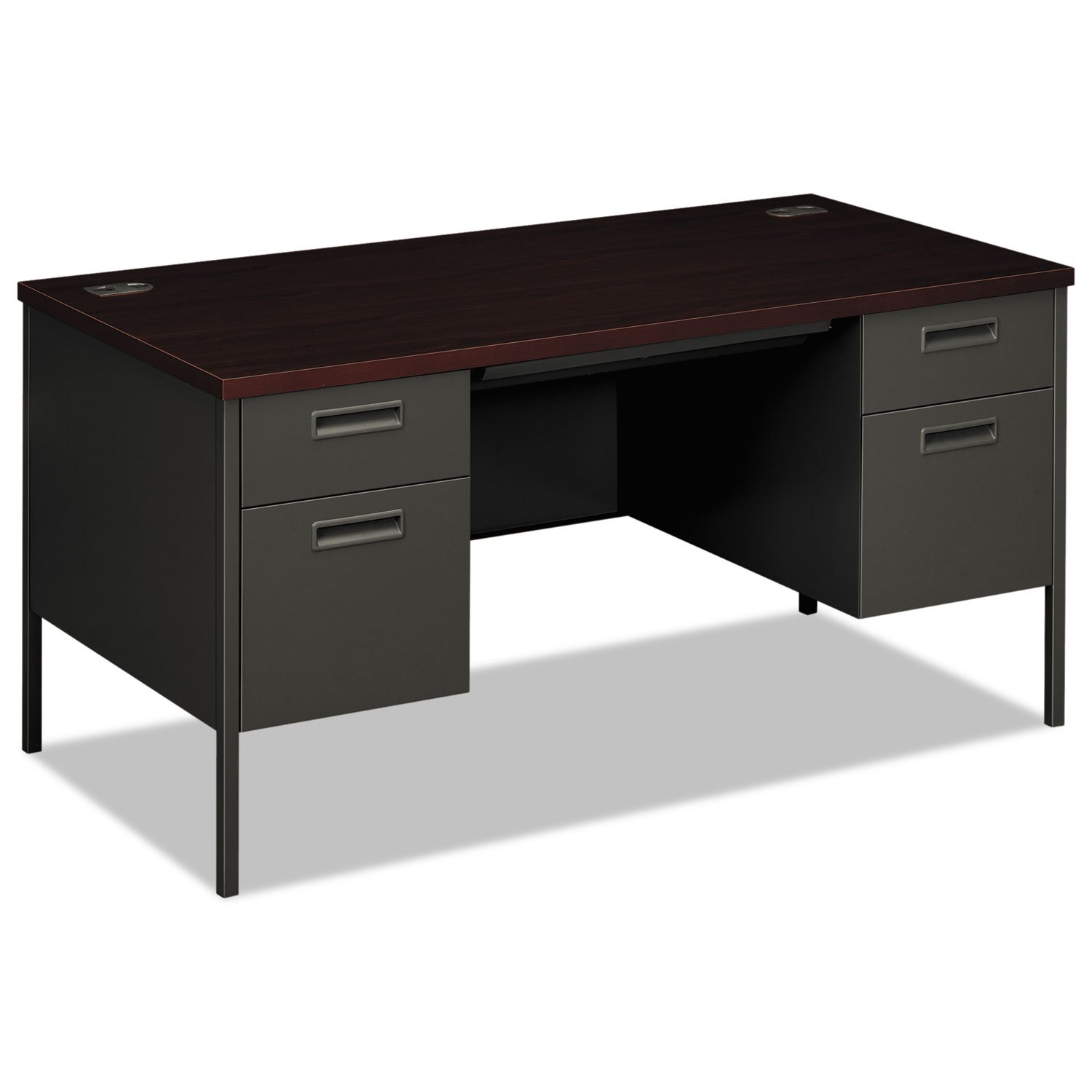 HON 60" Metro Series Classic Double Pedestal Desk, in Mahogany/Charcoal (HP3262)