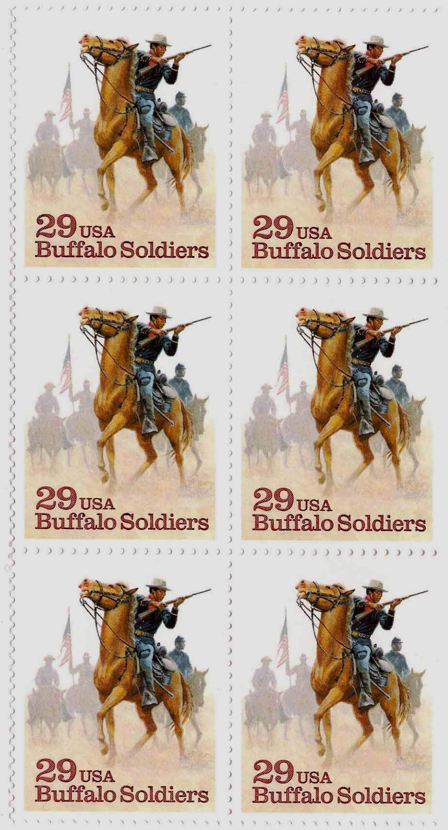 BUFFALO SOLDIERS ~ NEGRO CALVARY ~ BLACK HERITAGE ~ BLACK HISTORY ~ CIVIL WAR #2818 Block of 6 x 29¢ US Postage Stamps