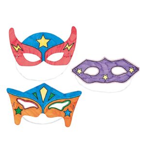 fun express diy superhero mask craft kits - makes 12 - color your own crafts for kids and fun party activities - vbs vacation bible school supplies/decor