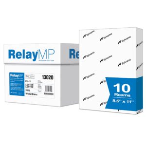 relay mp, multipurpose copy paper, 20lb, 8.5 x 11, 92 bright - 10 ream carton / 5,000 sheets (013020c)