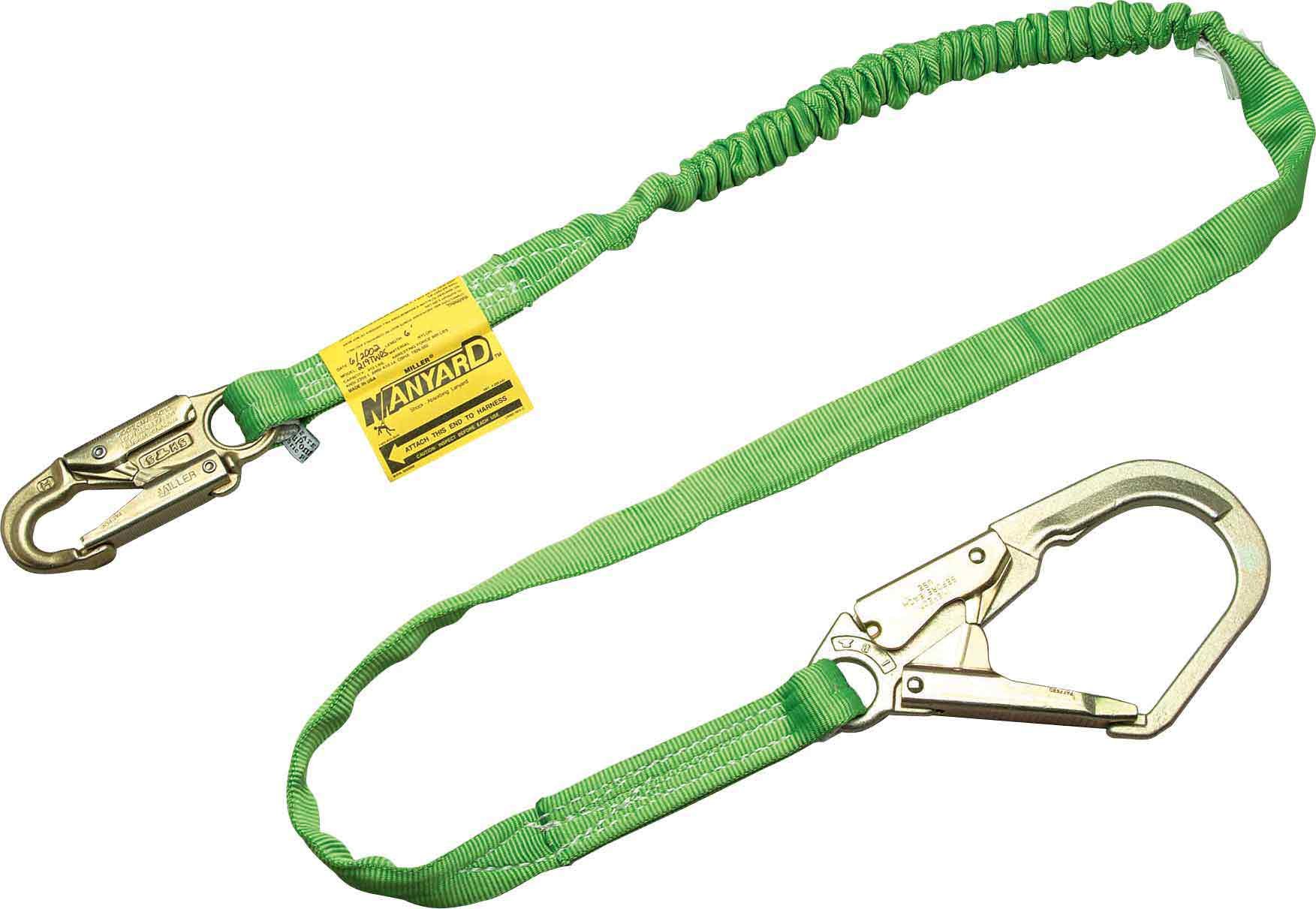 Miller by Honeywell 219TWRS/4FTGN 4-Feet Manyard High Performance Shock-Absorbing Web Lanyard with 1 Locking Snap Hook, Green