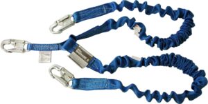 honeywell miller by honeywell 232md/6ftbl 6-feet manyard ii shock-absorbing stretchable web lanyard with 3 locking snap hooks, blue