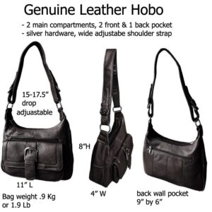 Silver Fever® Leather Buckle Flap Hobo Handbag(Black)