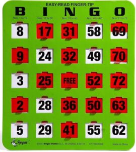 regal bingo bingo cards with sliding windows - green reusable & large bingo cards - ideal for family fun bingo game night - no chips & daubers needed - 25 pcs