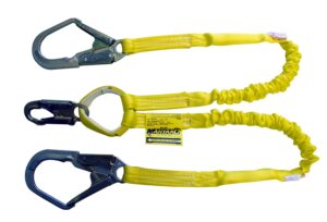 honeywell miller by honeywell by 231wrs/4ftyl 4-feet manyard shock-absorbing webbing lanyard with two legged, 2-1/2-inch locking rebar hook, yellow