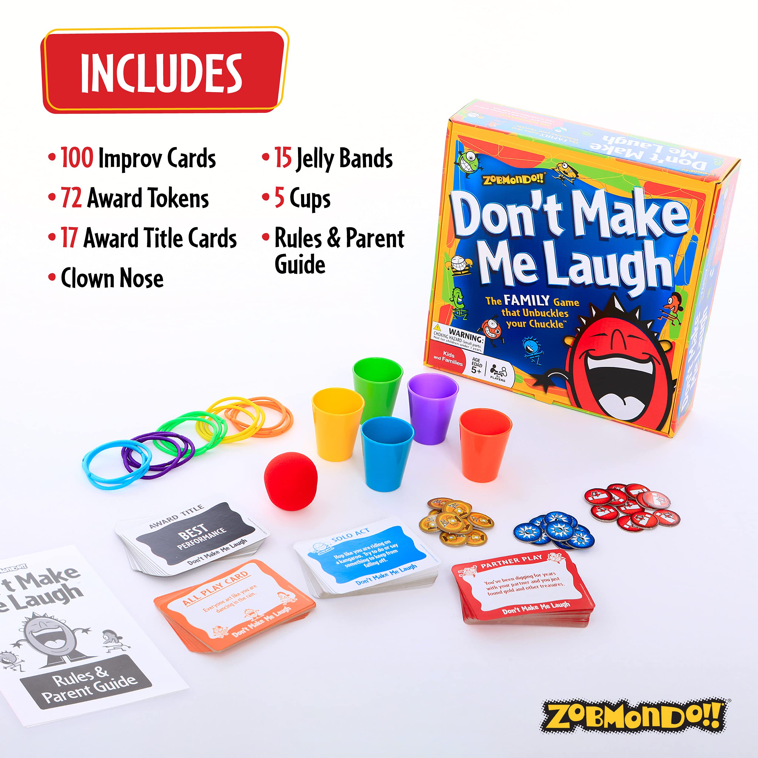 Zobmondo!! Don't Make Me Laugh! The Silly Reinvented Charades Party Game | Hilarious for Families and Kids | Multi-Award Winner