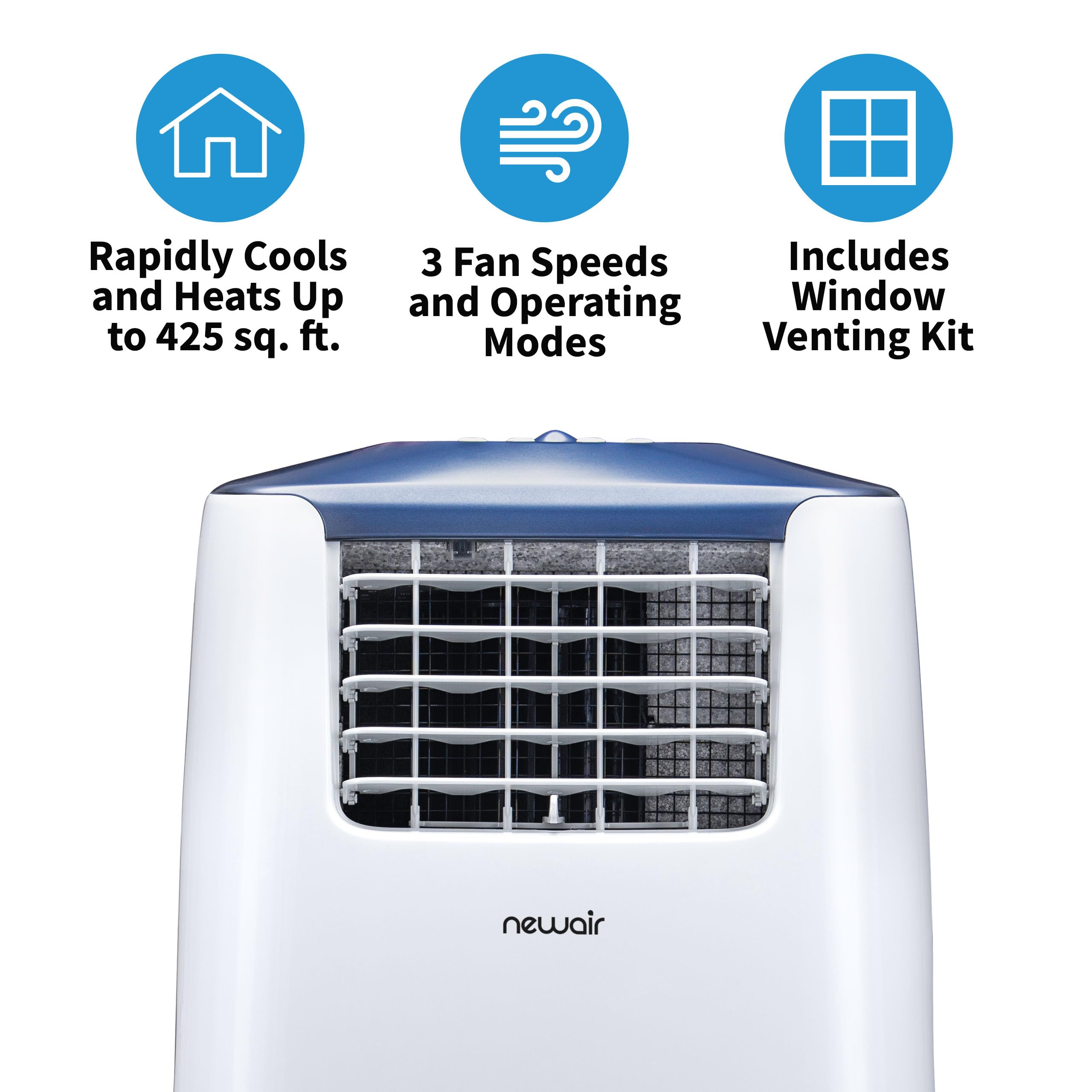 NewAir AC-14100E Portable Air Conditioner & Fan with Remote, Cools up to 525 sq ft, 14,000 BTU, Eco Friendly Dehumidifier, White