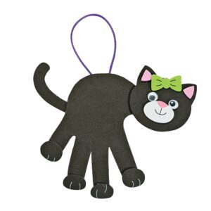 black cat foam handprint craft kit - crafts for kids and decoration-makes 12