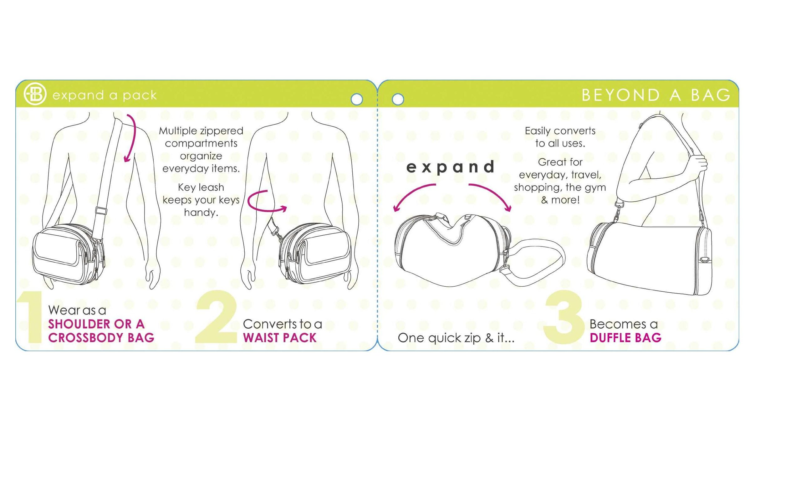 Beyond A Bag 7.5" Expand A Pack - Sesame Functional Multi-Use Travel