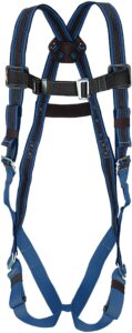 miller by honeywell e650dqc-4/ubl duraflex 650 series ultra stretchable harness with tongue buckle legs straps and comfort d-pad, universal, blue