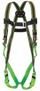 miller by honeywell e650-74/ugn duraflex 650 series full-body stretchable harness with 6-inch coolmax back pad, universal, green