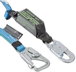 miller by honeywell 910bd/6ftbl 6-feet backbiter tie-back adjustable web lanyard with one locking snap hook and one 5k snap hook, blue