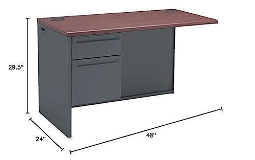 HON, 38000 Series Flush Return, Left, 48w x 24d x 29-1/2h, Mahogany/Charcoal