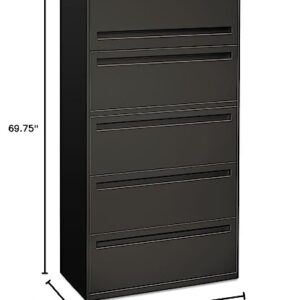 HON 785LS 700 Series Five-Drawer Lateral File w/Roll-Out & Posting Shelf, 36w, Charcoal