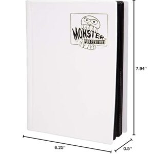 Monster Binder - 4 Pocket Trading Card Album - Matte White (Anti-theft Pockets Hold 160+ Yugioh, Pokemon, Magic the Gathering Cards)