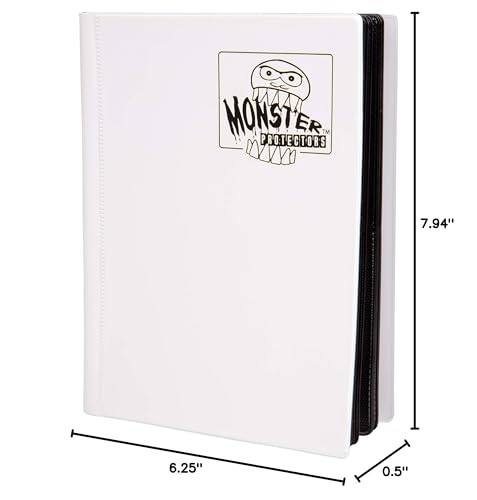 Monster Binder - 4 Pocket Trading Card Album - Matte White (Anti-theft Pockets Hold 160+ Yugioh, Pokemon, Magic the Gathering Cards)