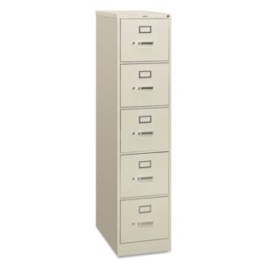 hon 310 series vertical file with lock - 15" x 26.5" x 60" - metal - 5 x file drawer(s) - letter - security lock, rust resistant - light gray