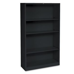 hon metal bookcase - 34.5" x 12.62" x 59" - steel - 4 x shelf(ves) - rust resistant, heavy duty - black