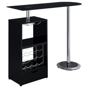 coaster furniture bar table w/wine storage black 120451