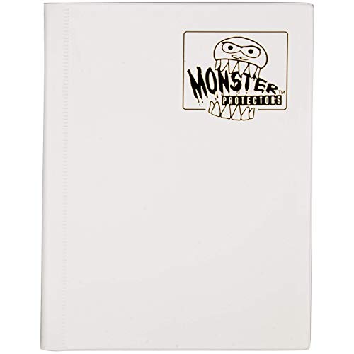 Monster Binder - 4 Pocket Trading Card Album - Matte White (Anti-theft Pockets Hold 160+ Yugioh, Pokemon, Magic the Gathering Cards)