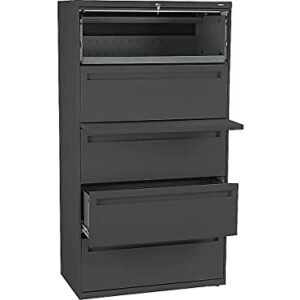 HON 785LS 700 Series Five-Drawer Lateral File w/Roll-Out & Posting Shelf, 36w, Charcoal