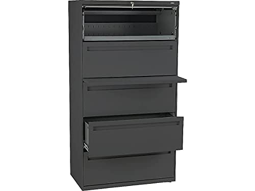 HON 785LS 700 Series Five-Drawer Lateral File w/Roll-Out & Posting Shelf, 36w, Charcoal