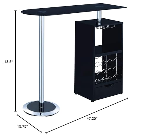 Coaster Furniture Bar Table W/Wine Storage Black 120451