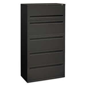 hon 785ls 700 series five-drawer lateral file w/roll-out & posting shelf, 36w, charcoal